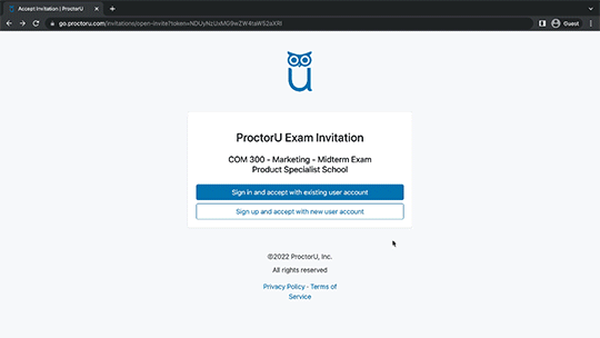 How to Accept an Exam Invitation – ProctorU